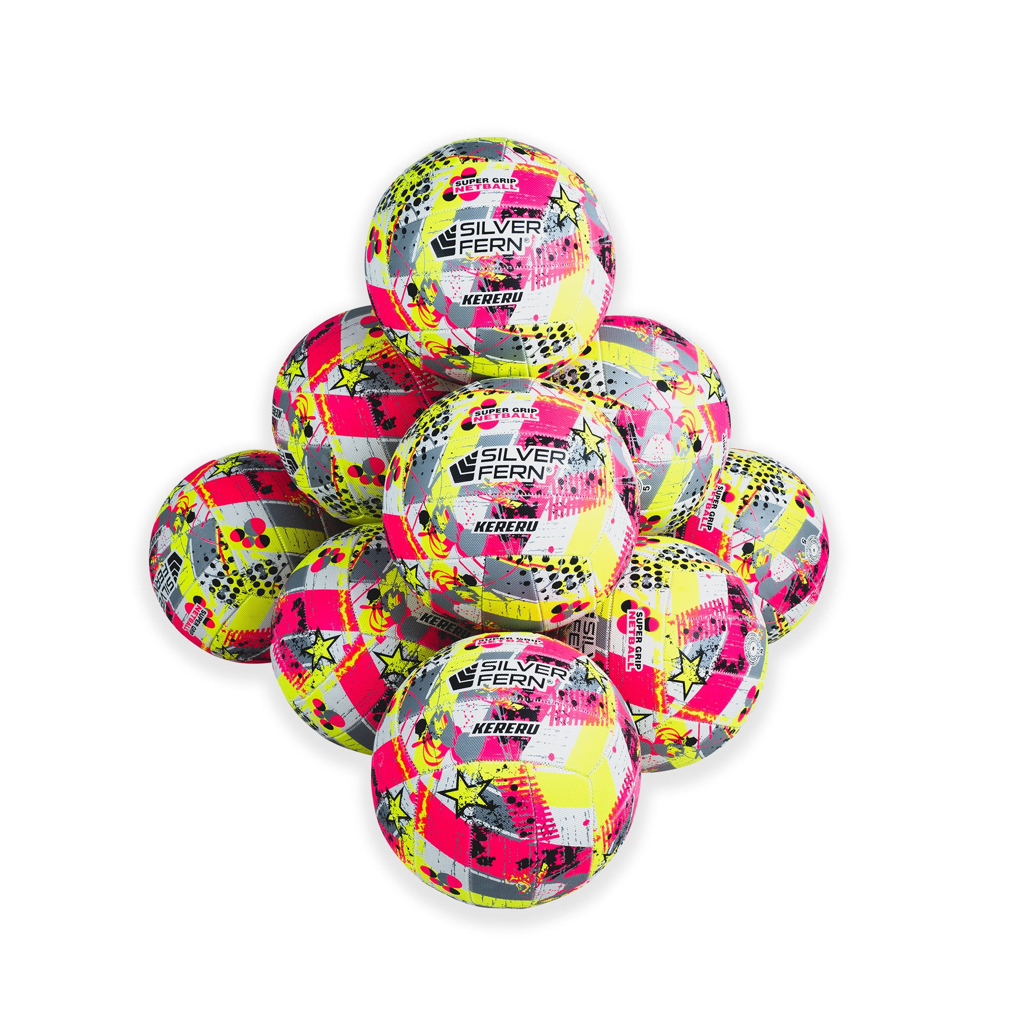 10 Ball Pack Kereru Trainer Yellow/Pink Size 5 – Silver Fern